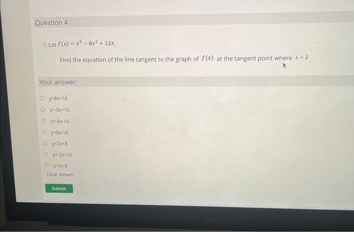 Solved 1. Let f(x)=x3−8x2+12x Find the equation of the line | Chegg.com