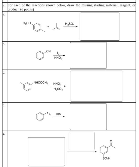 Solved For each of the reactions shown below, draw the | Chegg.com