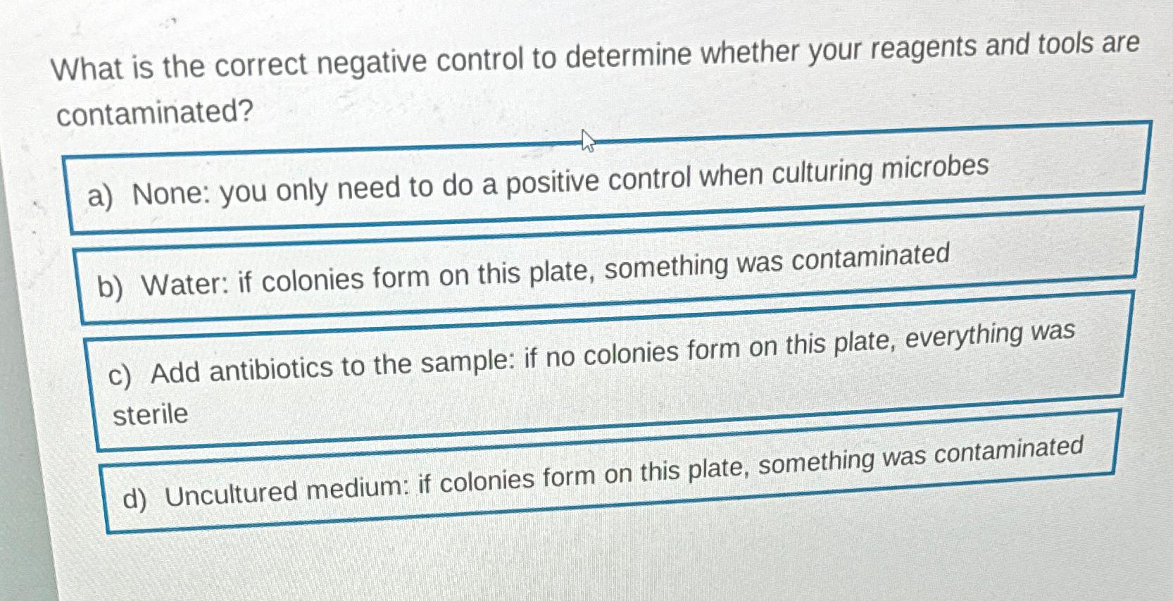 Solved What is the correct negative control to determine | Chegg.com