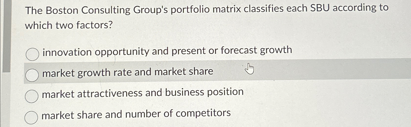Solved The Boston Consulting Group's portfolio matrix | Chegg.com