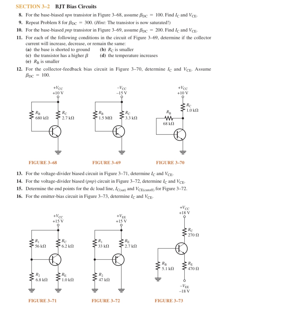 Solved SECTION 3-2 ﻿BJT Bias Circuits8. ﻿For the base-biased | Chegg.com