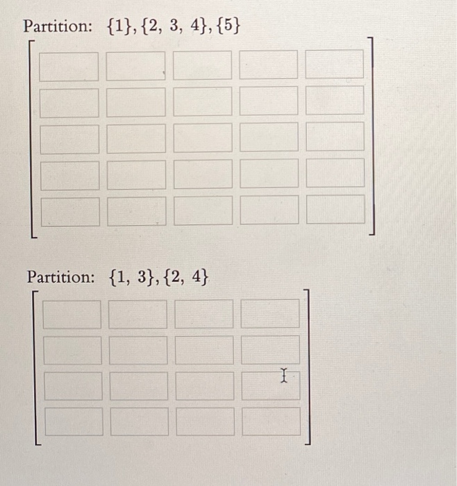 Solved For each set partition, give the matrix | Chegg.com