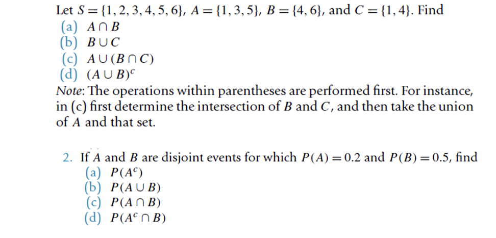 Solved Let S={1,2,3,4,5,6},A={1,3,5},B={4,6}, and C={1,4}. | Chegg.com