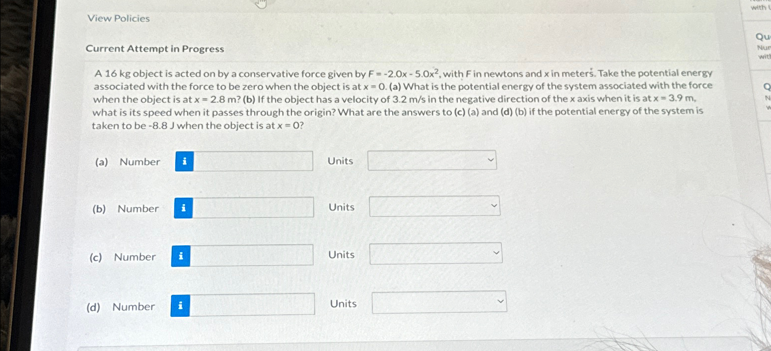 Solved View PoliciesCurrent Attempt in ProgressA 16kg | Chegg.com