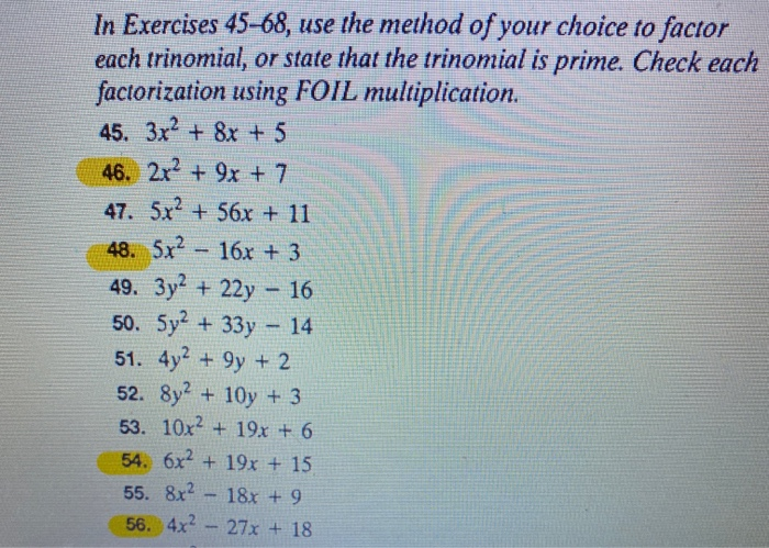 Solved In Exercises 45-68, use the method of your choice to | Chegg.com