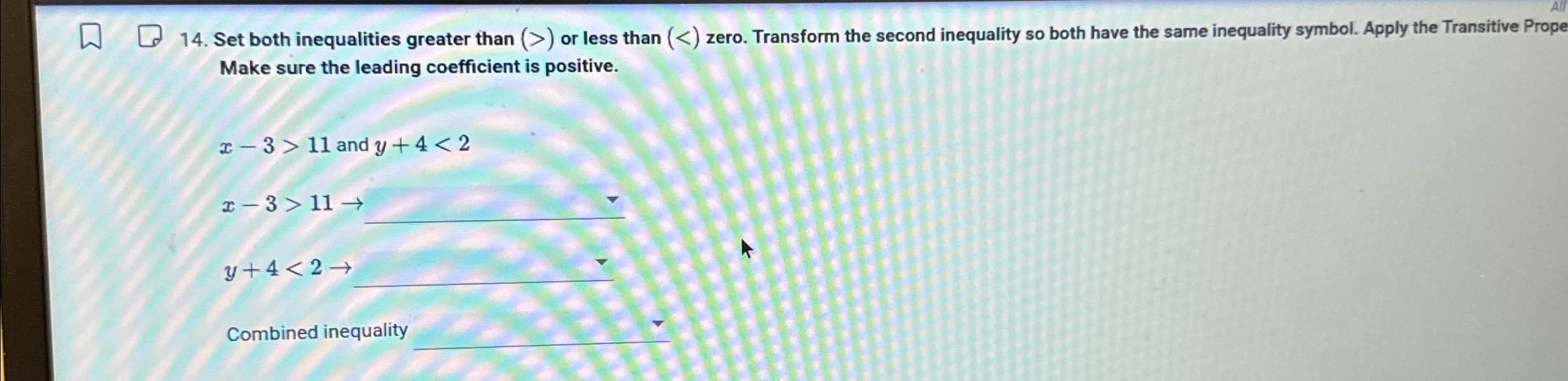 Solved Set both inequalities greater than )>( ﻿or less than | Chegg.com