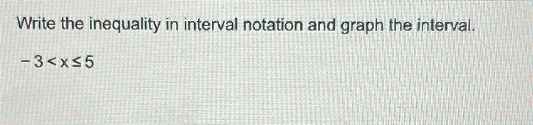 Solved Write the inequality in interval notation and graph | Chegg.com