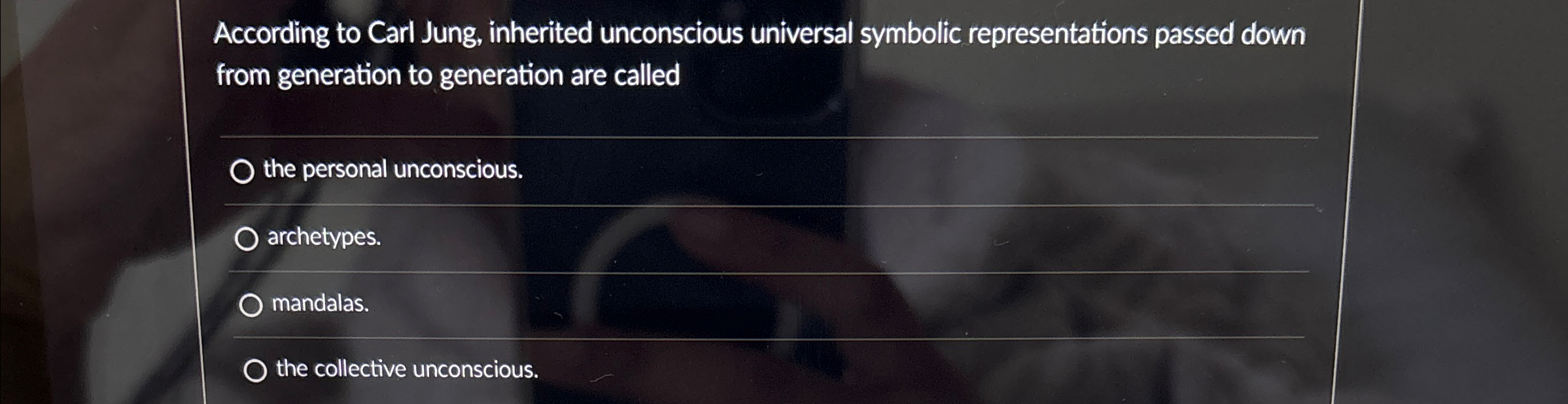 Solved According to Carl Jung, inherited unconscious | Chegg.com