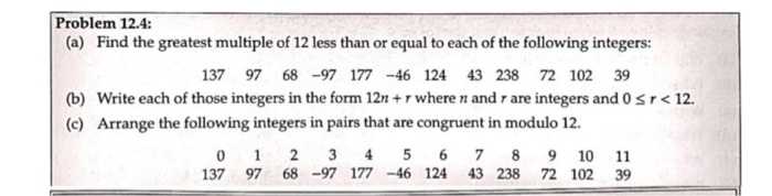 Solved Problem 12.4: (a) Find the greatest multiple of 12 | Chegg.com