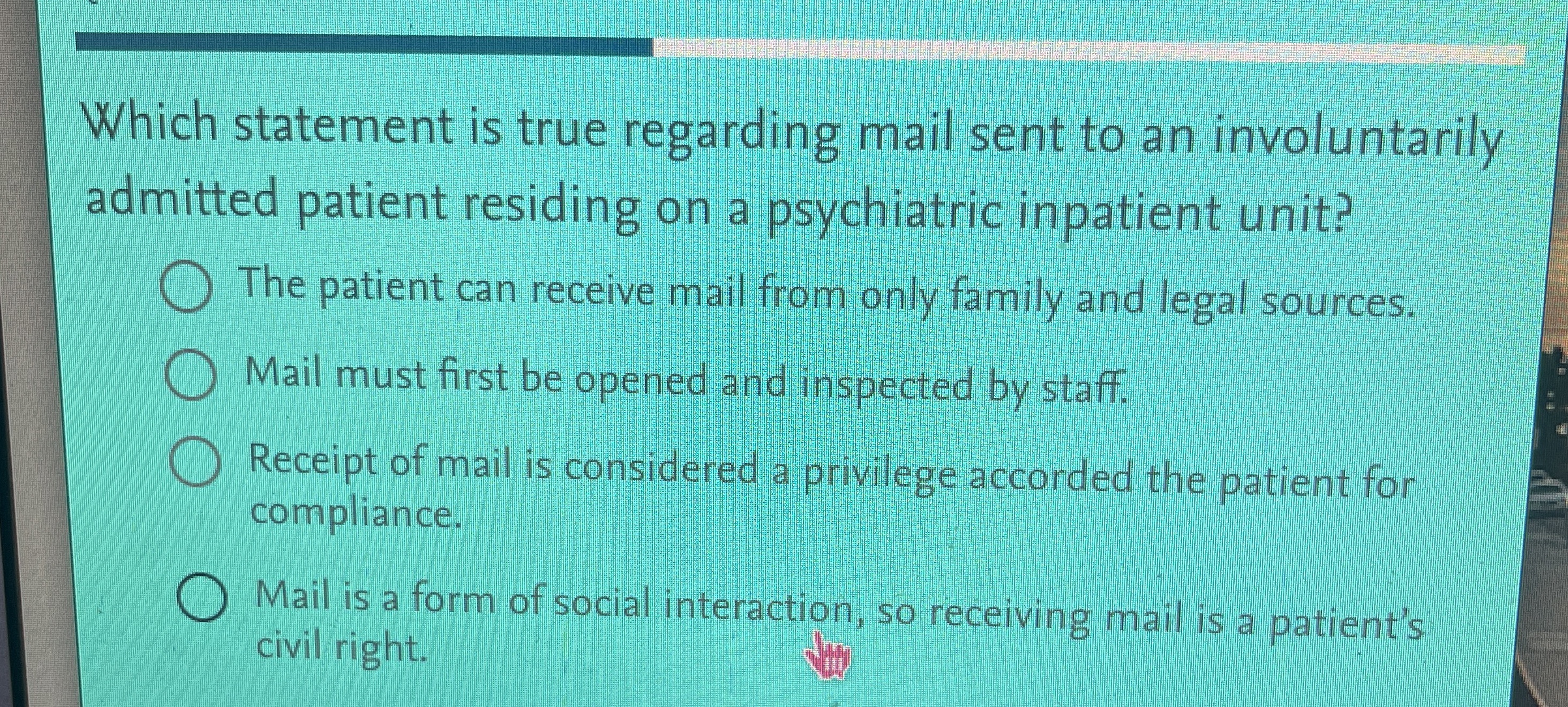 Solved Which statement is true regarding mail sent to an | Chegg.com