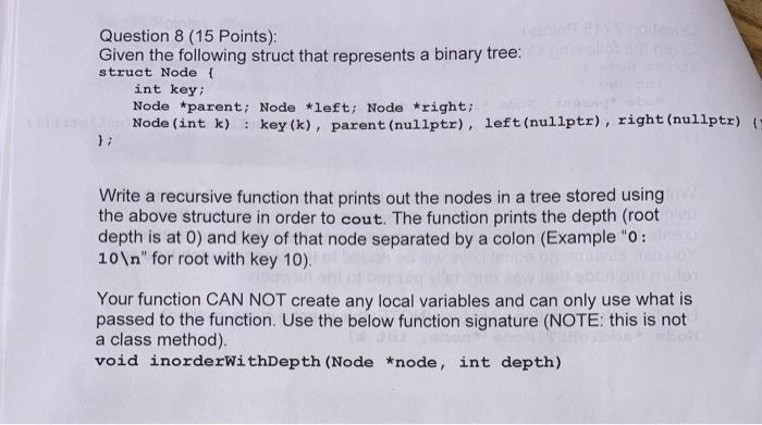 Solved Question 8 (15 Points): Given the following struct | Chegg.com
