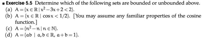 Solved determine which of the following sets are bounded or | Chegg.com