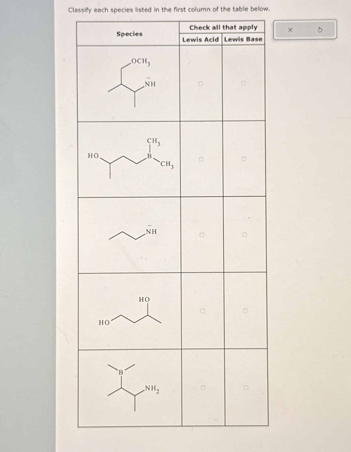 Solved Classify each species listed in the first column of | Chegg.com