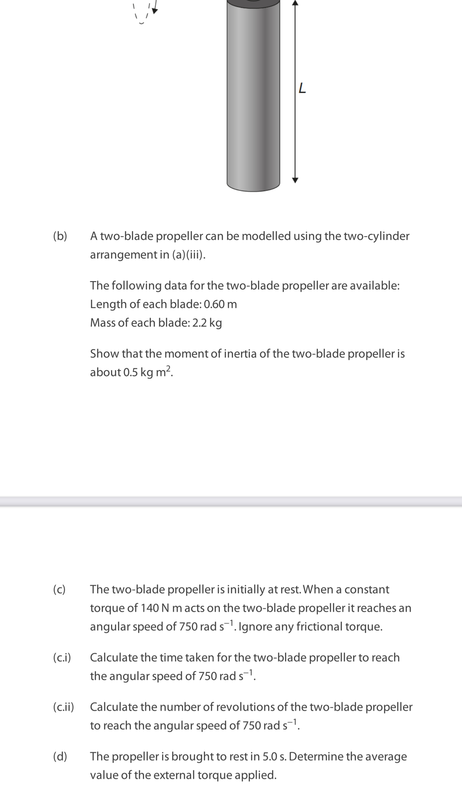 Solved (b) ﻿A two-blade propeller can be modelled using the | Chegg.com