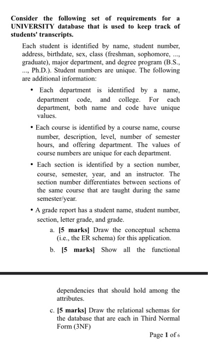 Solved Consider the following set of requirements for a | Chegg.com