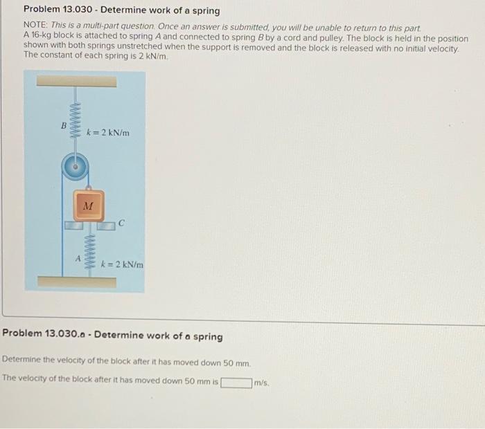 Solved Problem 13.030- Determine work of a spring NOTE: This | Chegg.com