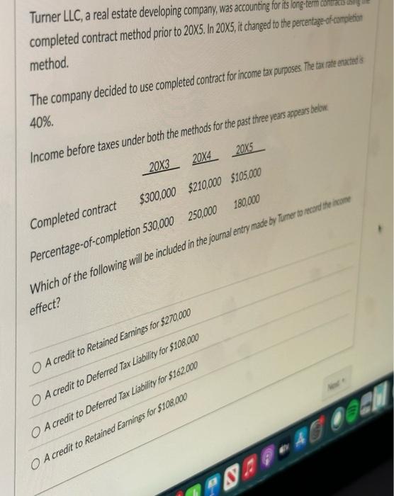 Solved completed contract method prior to 20×5. In 20×5, it | Chegg.com