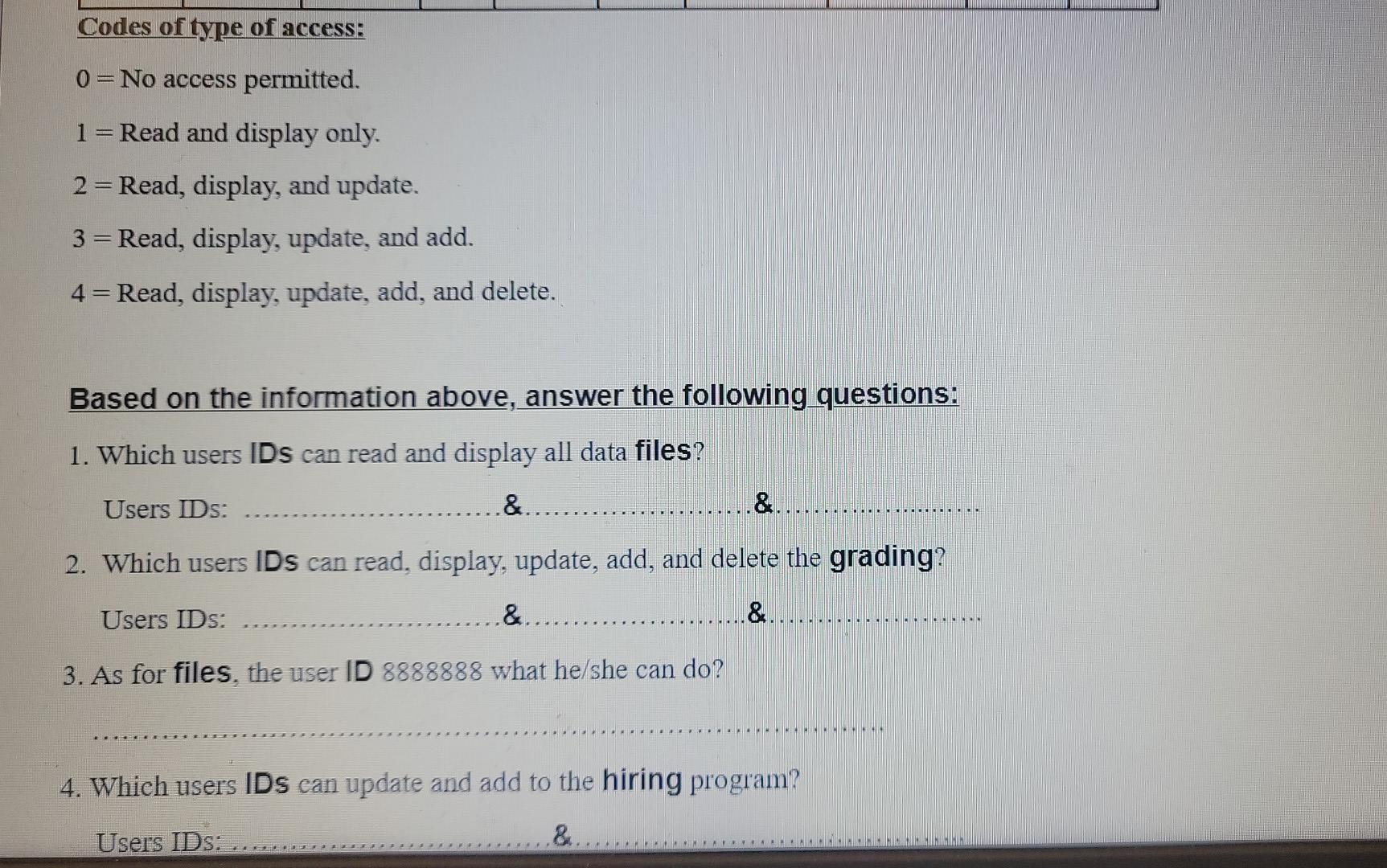 Solved Authorization controls are implemented by creating an | Chegg.com