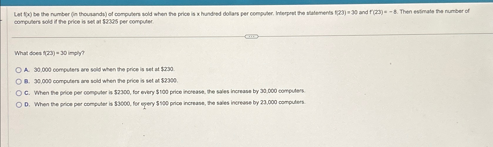 Solved computers sold if the price is set at $2325 ﻿per | Chegg.com