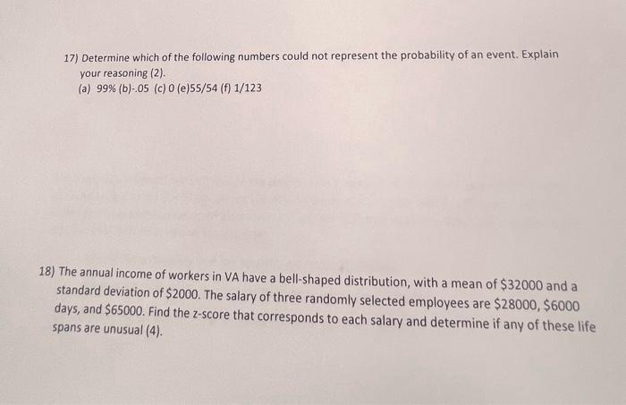 Solved 17) Determine which of the following numbers could | Chegg.com