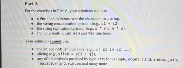 Solved For the exercises in Part A, your solutions can use: | Chegg.com