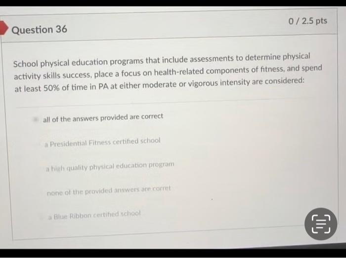 Solved School physical education programs that include | Chegg.com