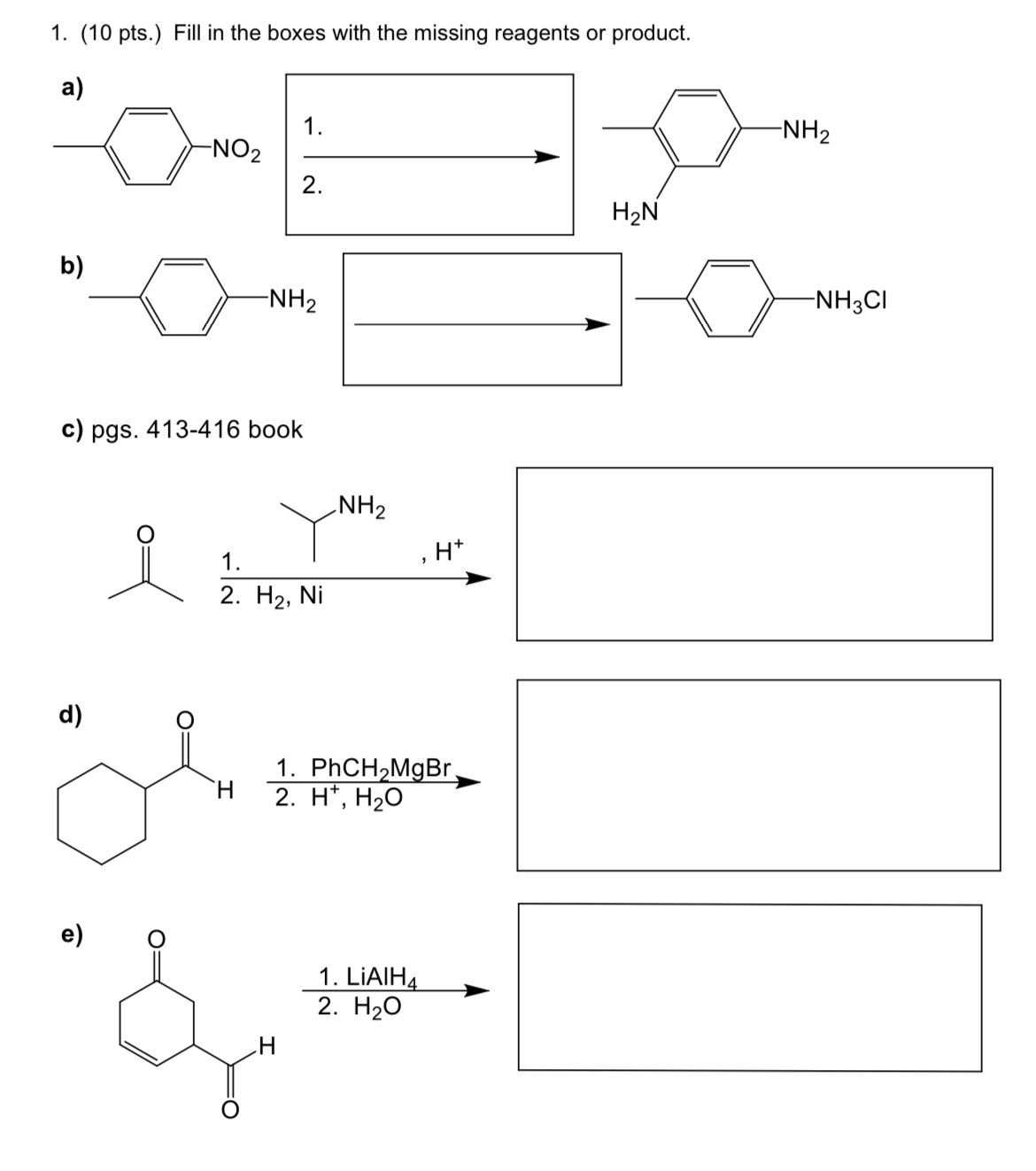 (10 pts.) ﻿Fill in ﻿the boxes with the missing | Chegg.com
