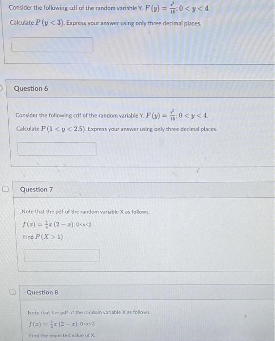 Solved Consider the following cdf of the random variable Y. | Chegg.com
