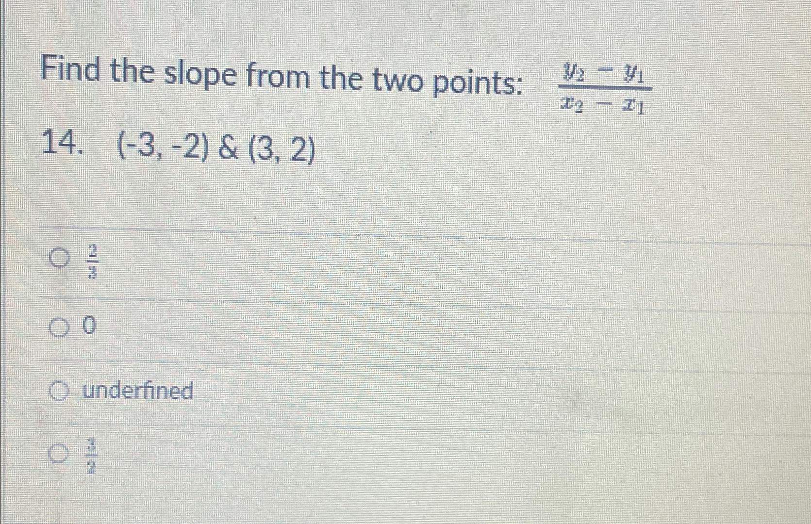 Solved Find the slope from the two points: | Chegg.com
