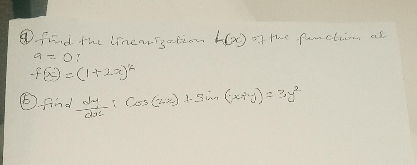 Solved A Find The Linearization F X Of The Function Al