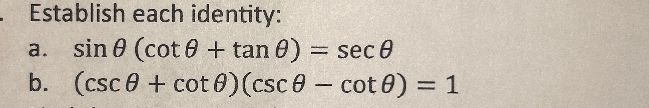 Solved Establish each | Chegg.com