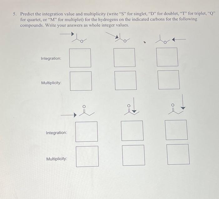 Solved Predict the integration value and multiplicity (write | Chegg.com
