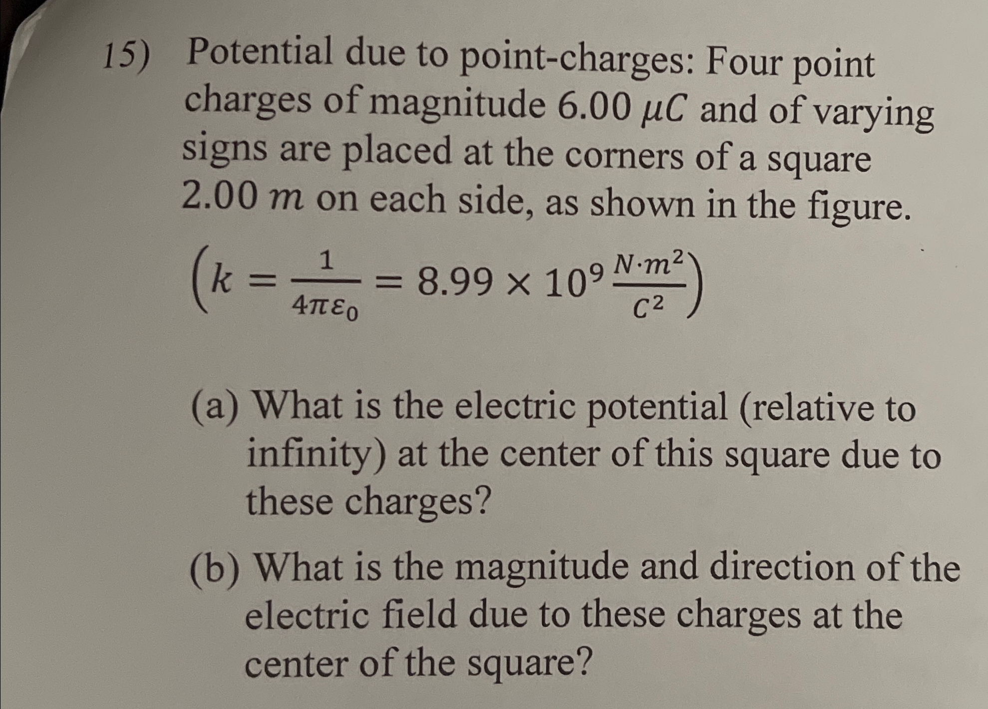 Solved Potential due to point-charges: Four point charges of | Chegg.com