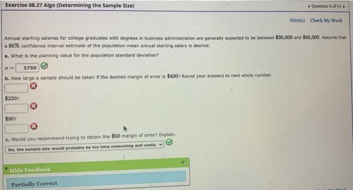 Solved Exercise 08.27 Algo (Determining the Sample Size) « | Chegg.com