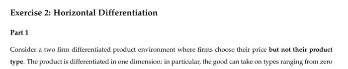 Exercise 2: Horizontal Differentiation Part 1 | Chegg.com