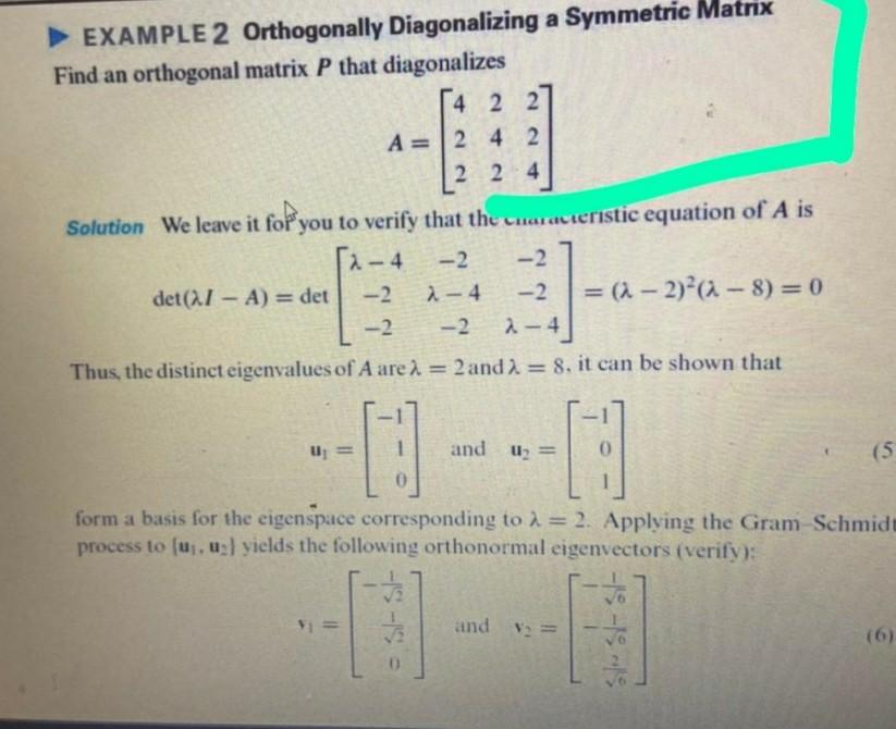 Solved EXAMPLE 2 Orthogonally Diagonalizing a Symmetric | Chegg.com
