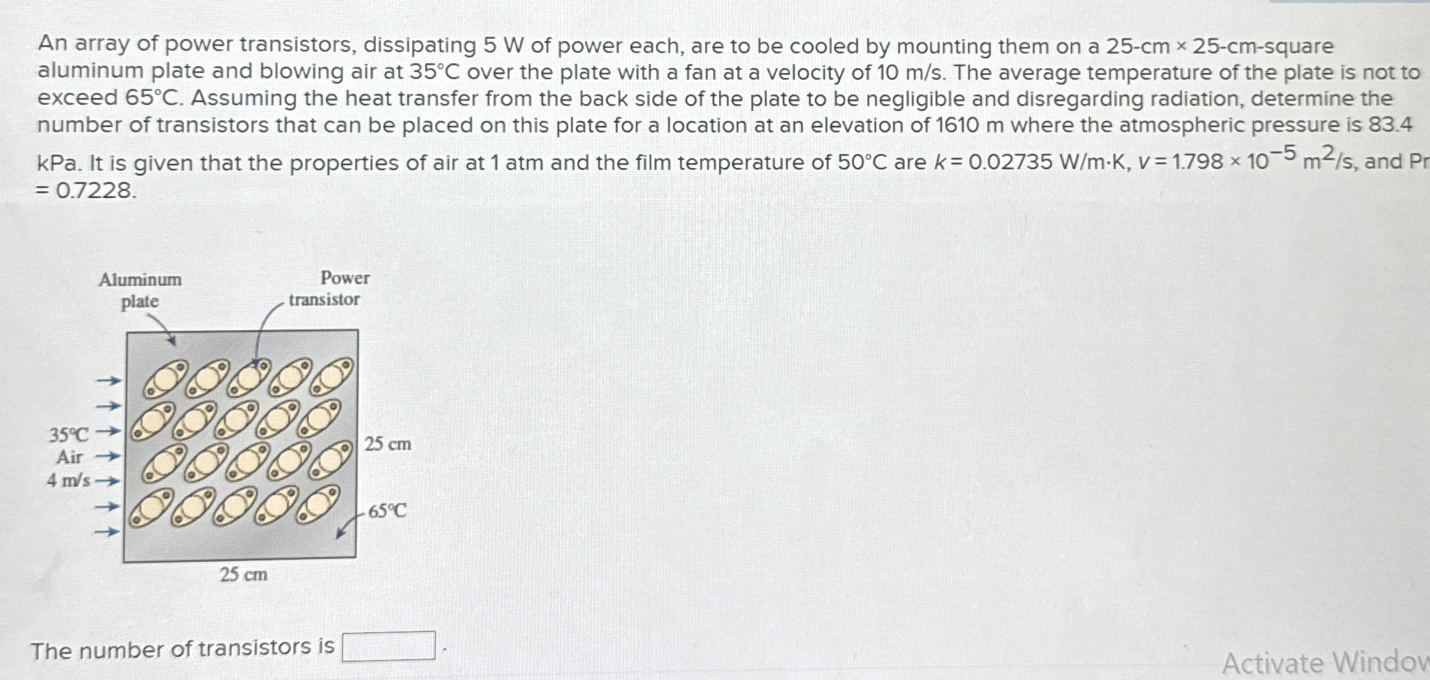 Solved An array of power transistors, dissipating 5 ﻿W of | Chegg.com