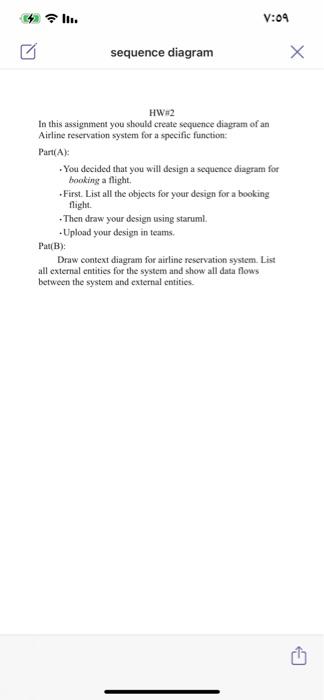 Solved V:04 sequence diagram Х HWW2 In this assignment you | Chegg.com