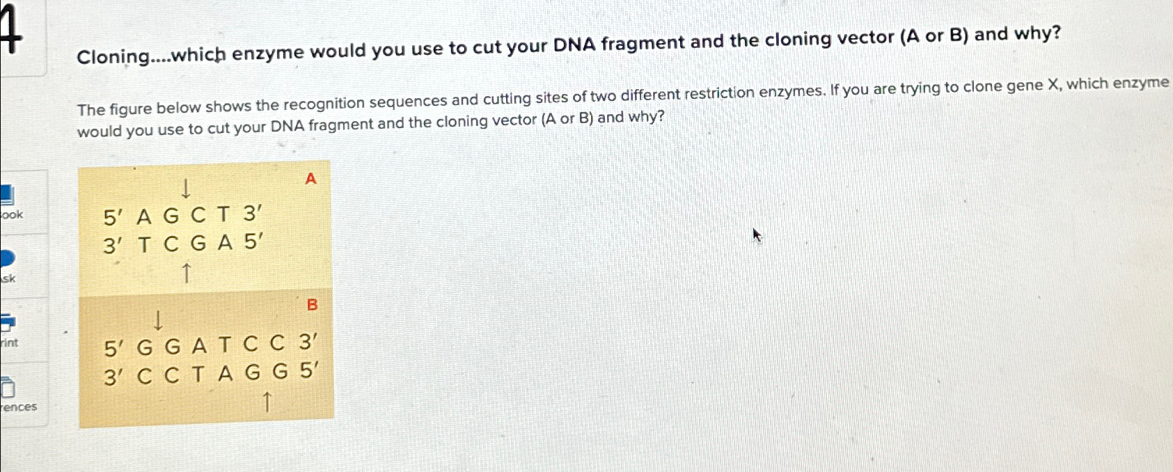 Solved Cloning....which enzyme would you use to cut your DNA | Chegg.com