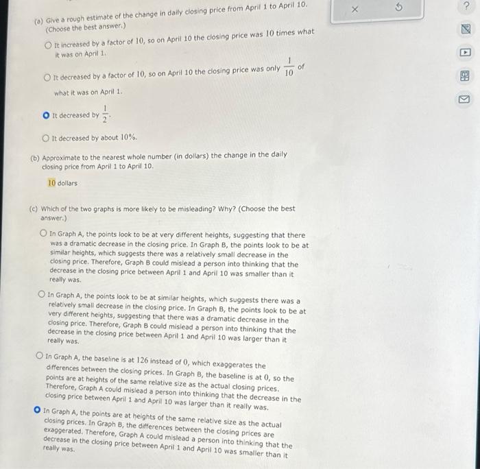 Solved Graph A and Graph B both show the closing price (in | Chegg.com