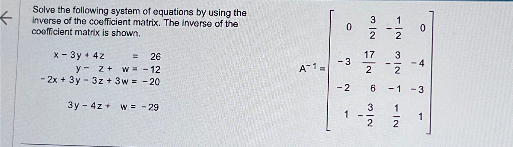 Solved Solve the following system of equations by using the | Chegg.com