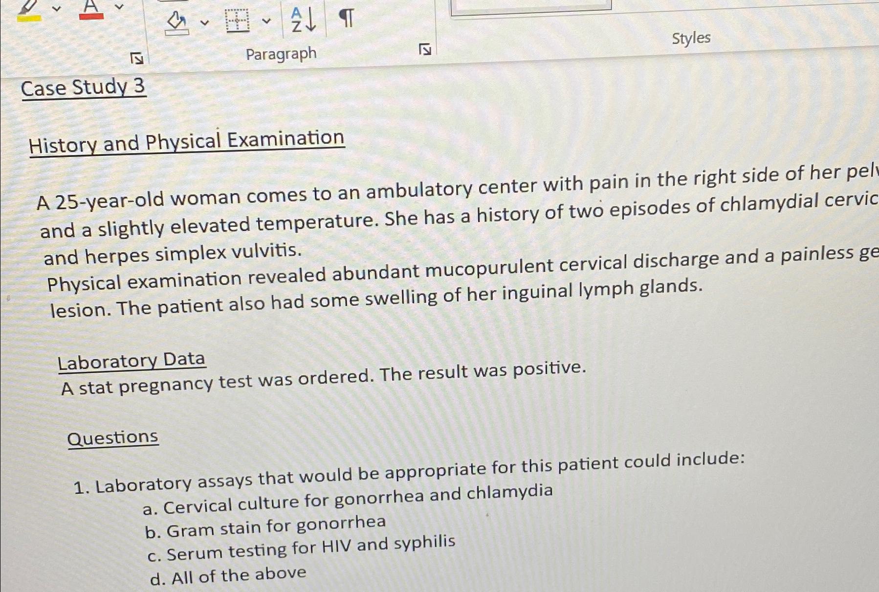 Solved Case Study 3History and Physical ExaminationA | Chegg.com