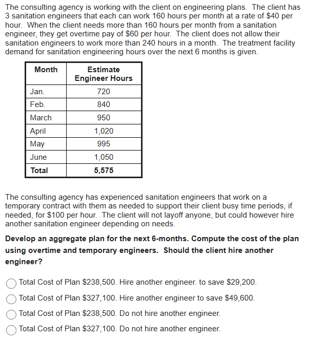 Solved The consulting agency is working with the client on | Chegg.com