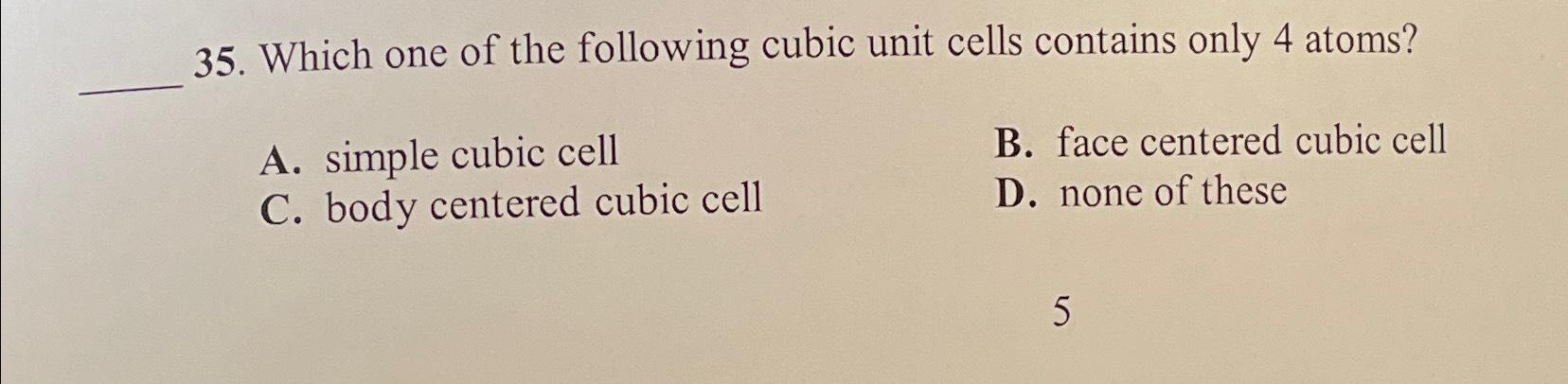 Solved Which one of the following cubic unit cells contains | Chegg.com