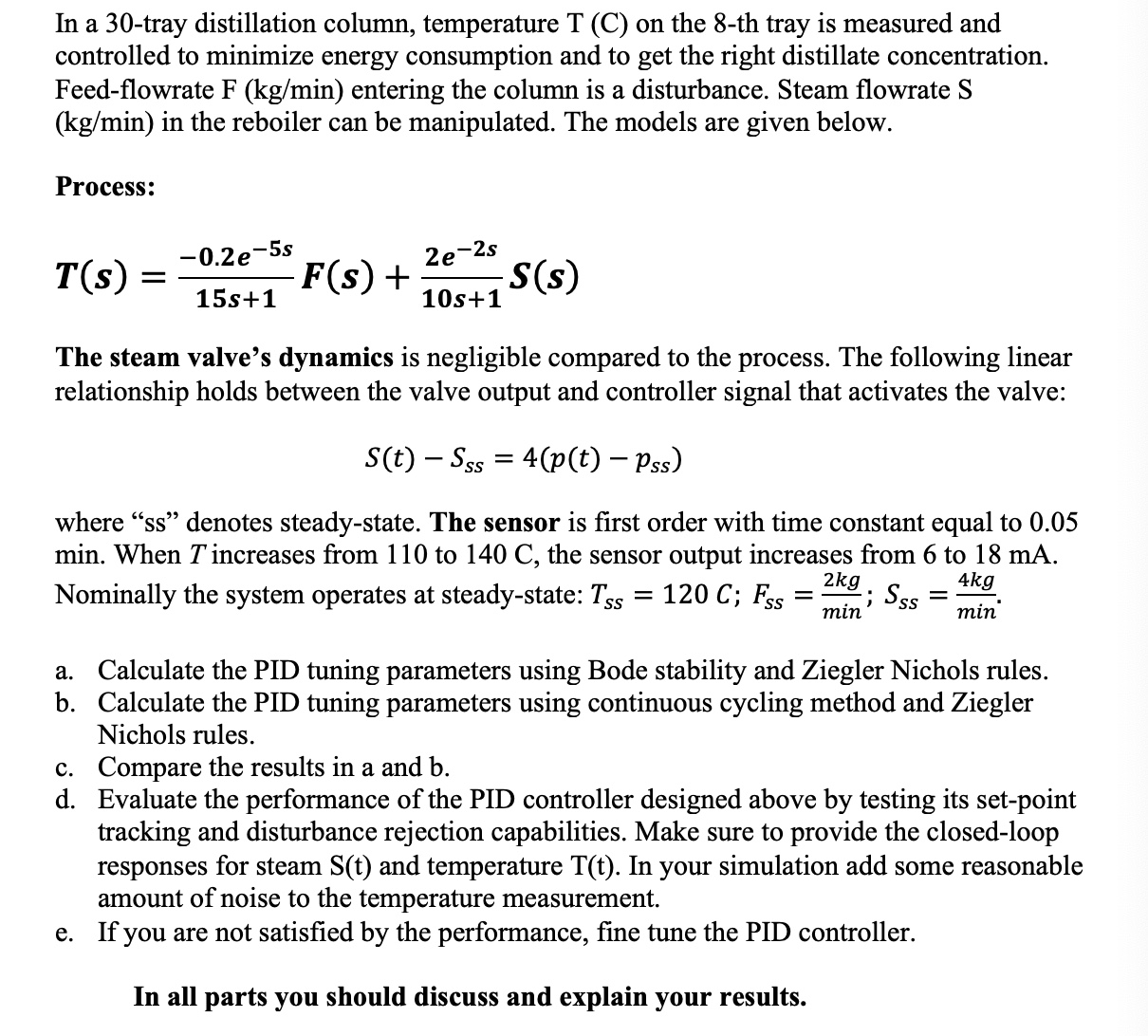 Solved In a 30-tray distillation column, temperature T (C) | Chegg.com