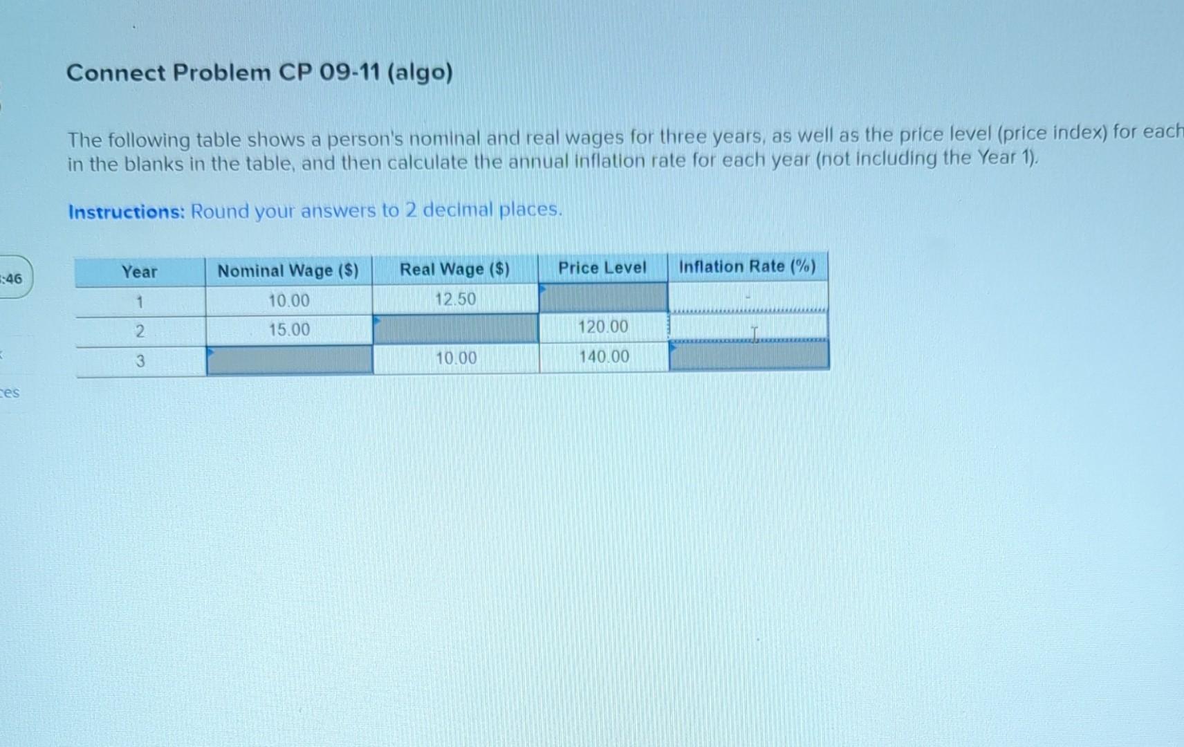 Solved The following table shows a person's nominal and real | Chegg.com