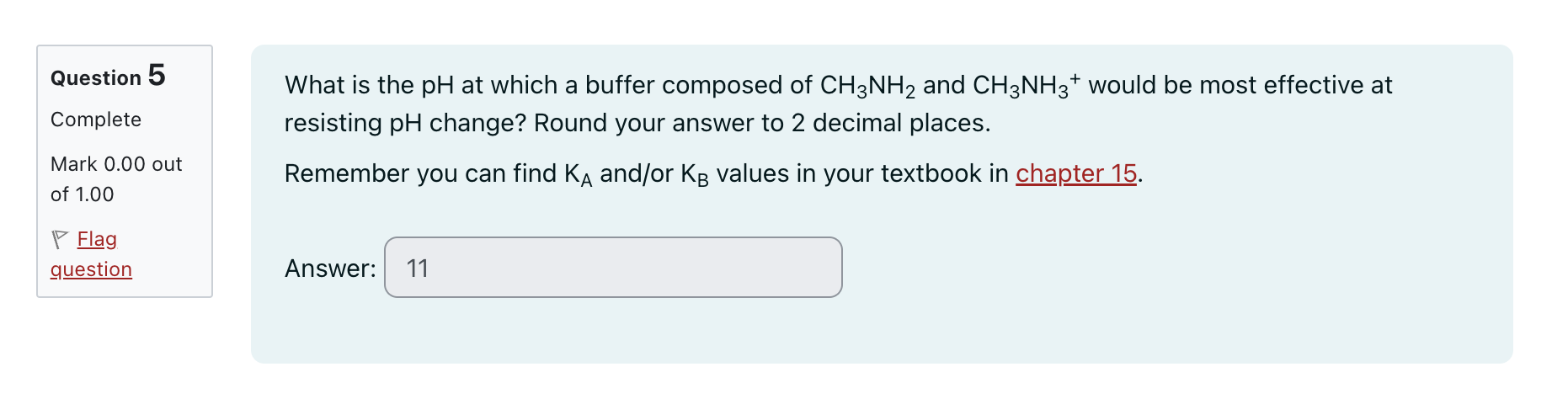Solved What is ﻿the pH at ﻿which a buffer composed of CH3NH2 | Chegg.com