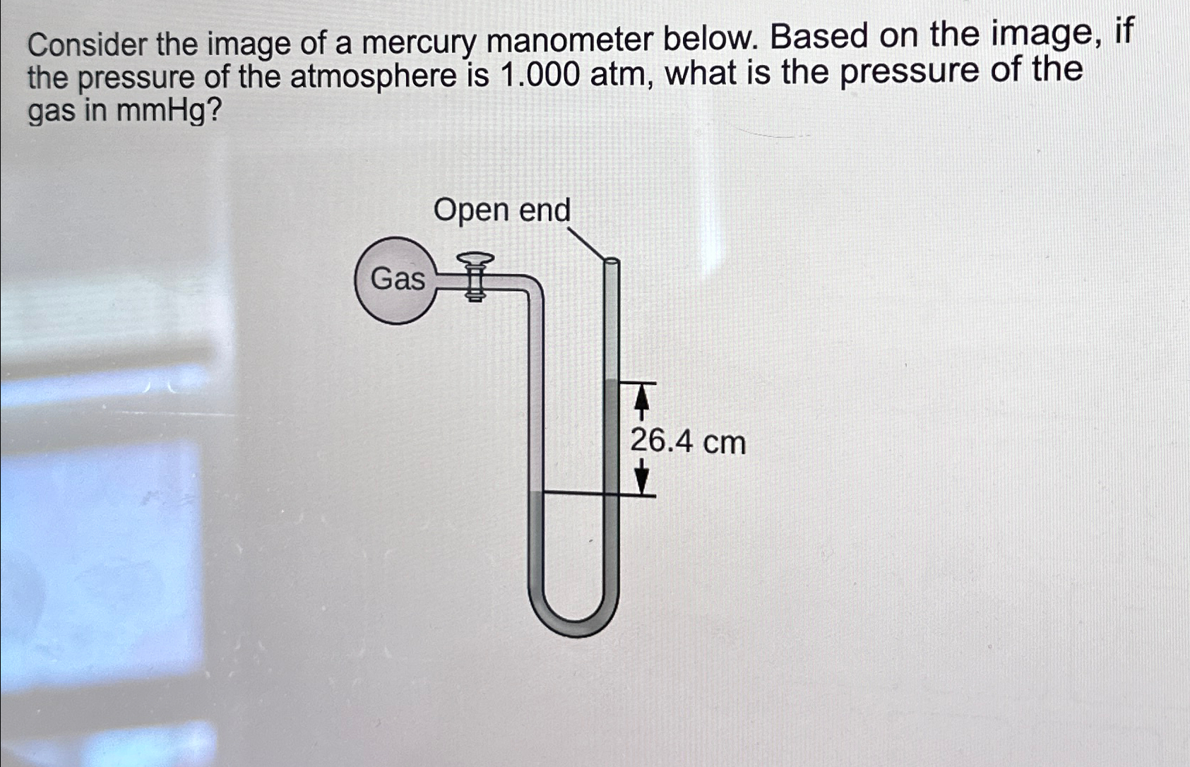 Solved Consider the image of a mercury manometer below. | Chegg.com