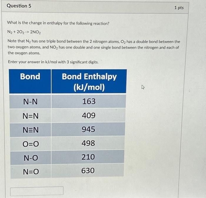Solved What is the change in enthalpy for the following | Chegg.com