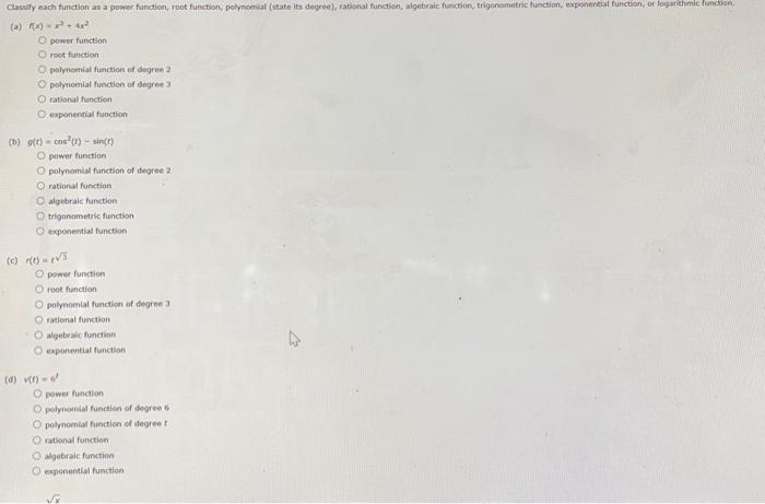 Solved (a) f(x)=x3+4x2 power function root function | Chegg.com